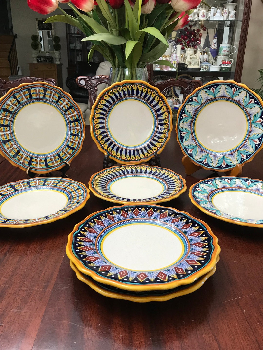 Dipinto dip. A Mano Italian Hand Painted & Signed Set of 8 Salad ...