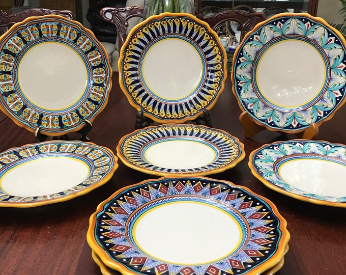 Dipinto (dip.) A Mano Italian Hand Painted & Signed Set of 8 Salad ...