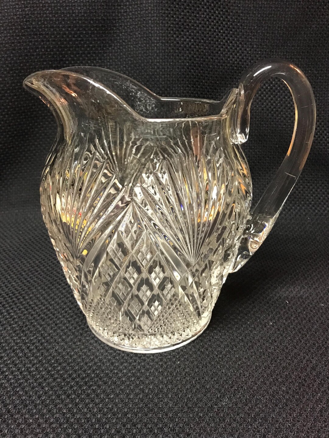 Vtg Stunning Diamond & Pineapple Top Glass Pitcher - Etsy