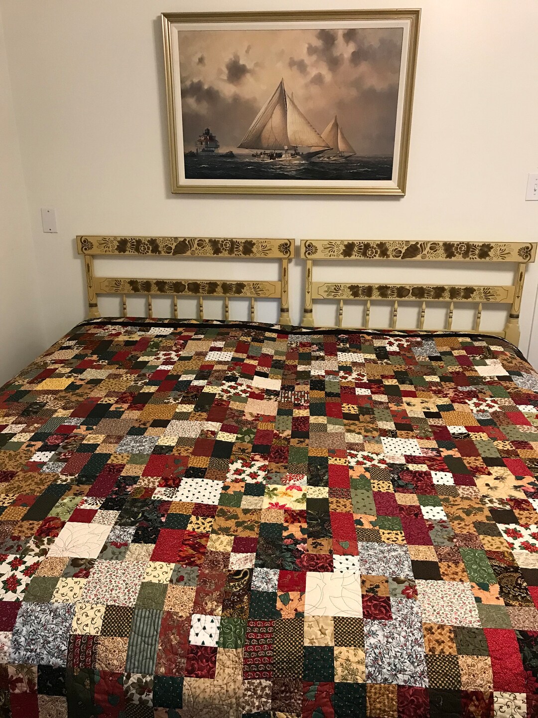 Super Large Handcrafted Machine Stitched Colorful Quilt/bedspread 105 ...