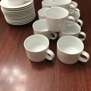 Set of 6 Crate & Barrel White Maison Tea/coffee Cups and Saucers Japan ...
