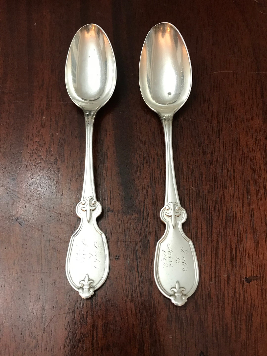 Pair of Antique Mid-1800s Albert Cole Coin Silver Spoons - Etsy