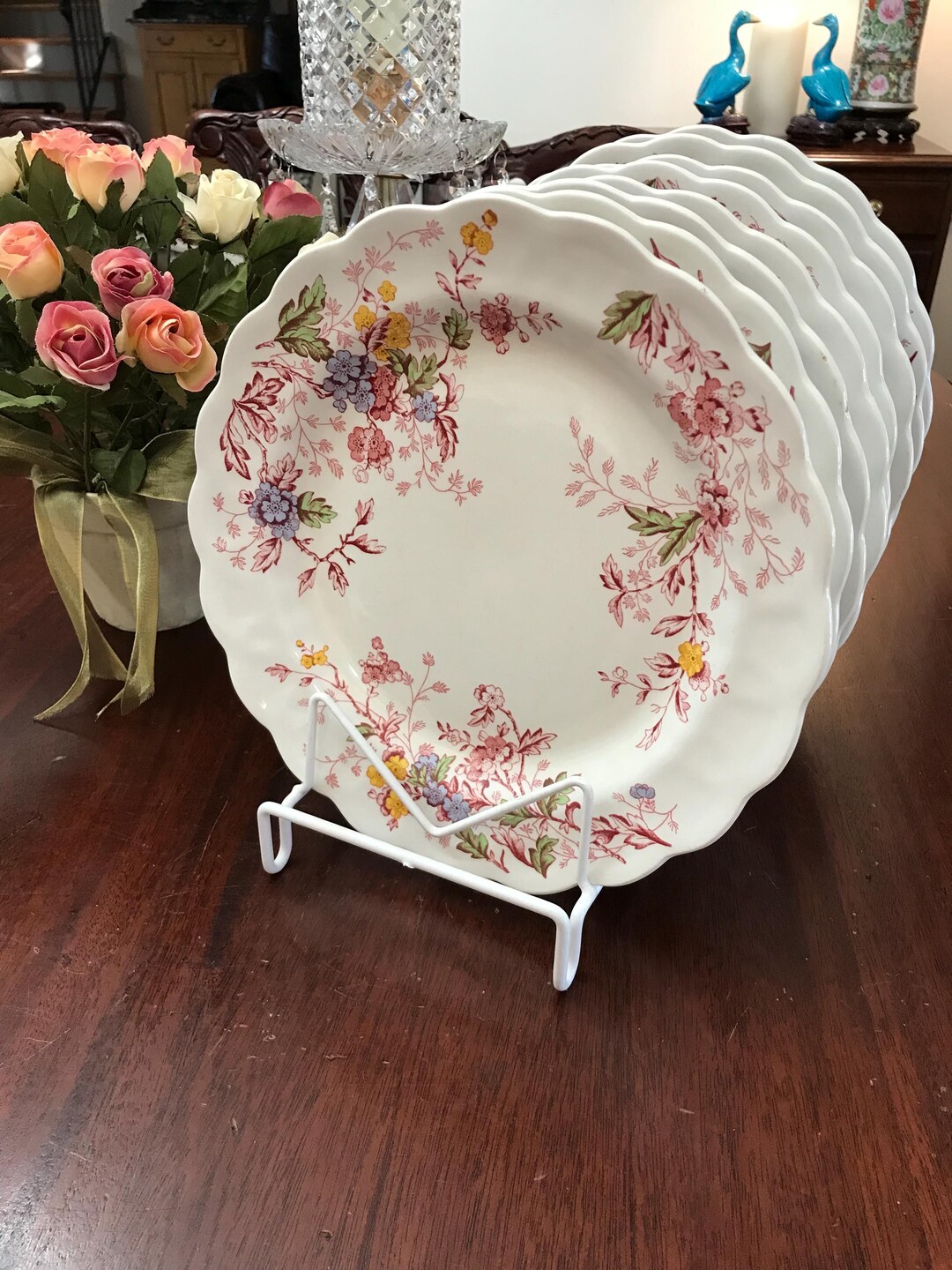 Staffordshire Ironstone English Garden by Ridgway 4424 Set of 8 Dinner ...