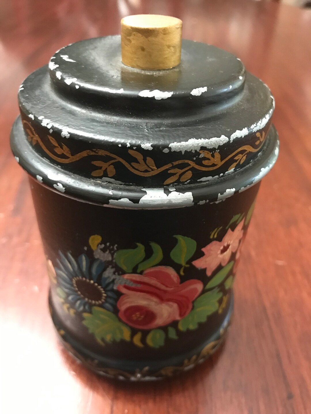 19th Century Pennsylvania Dutch Tin Tol Music Box Canister - Etsy