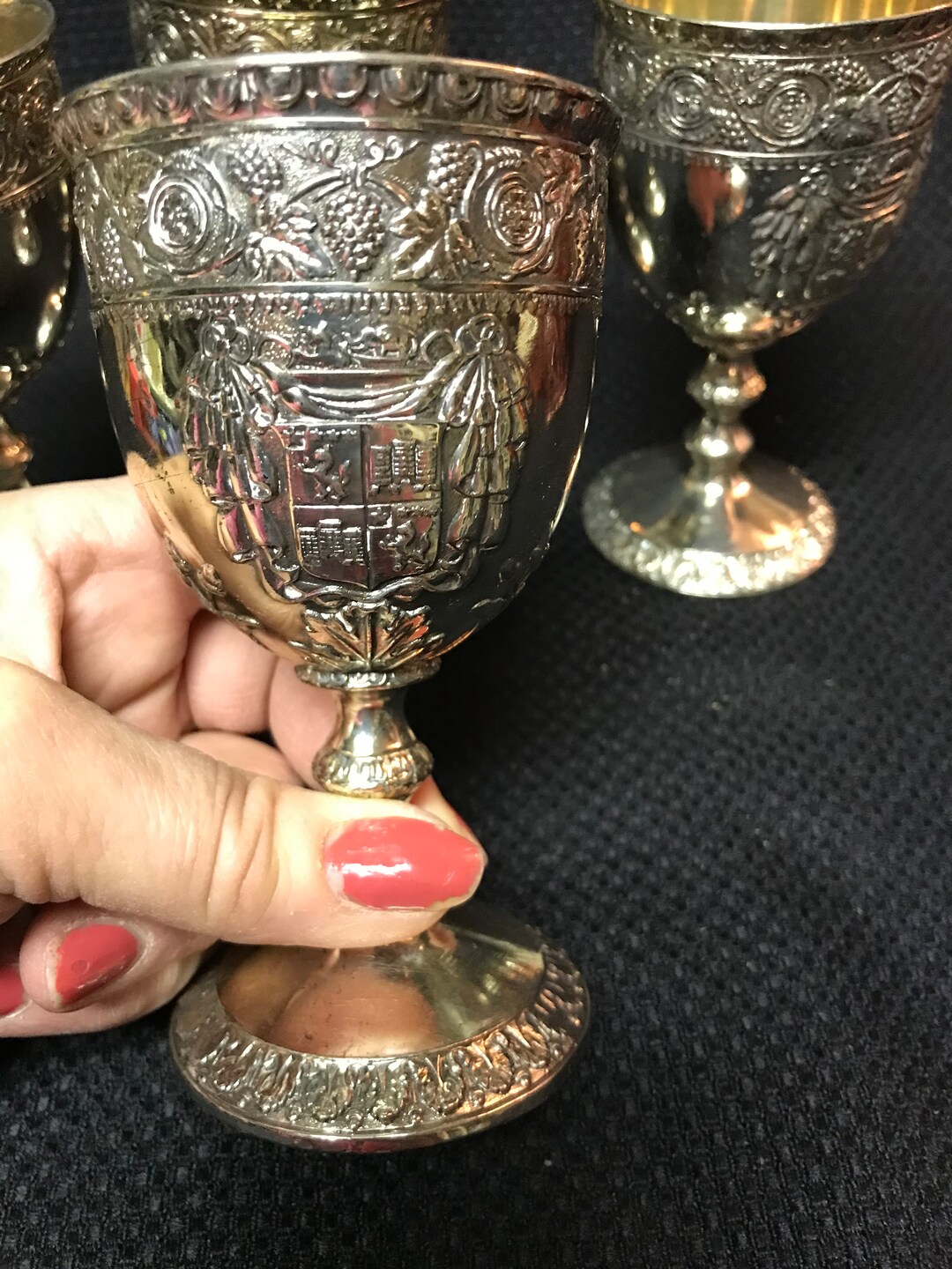 Set of 4 Highly Ornate Metal Wine Goblets - Etsy