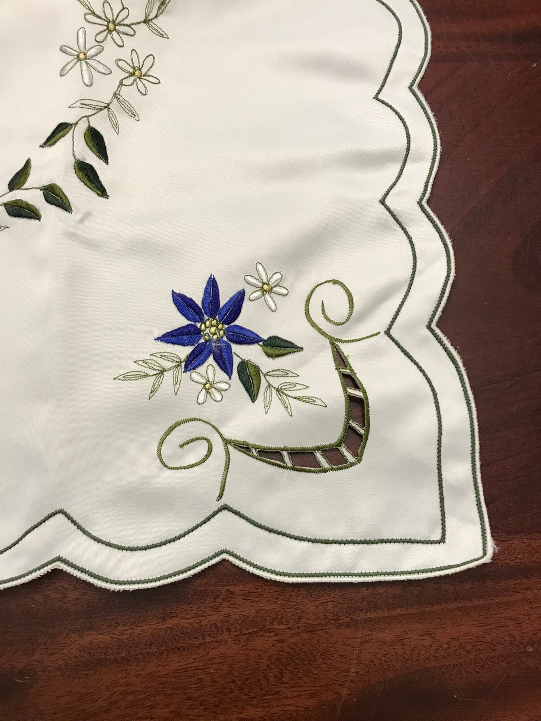 Square Machine Embroidered Table Topper - Etsy