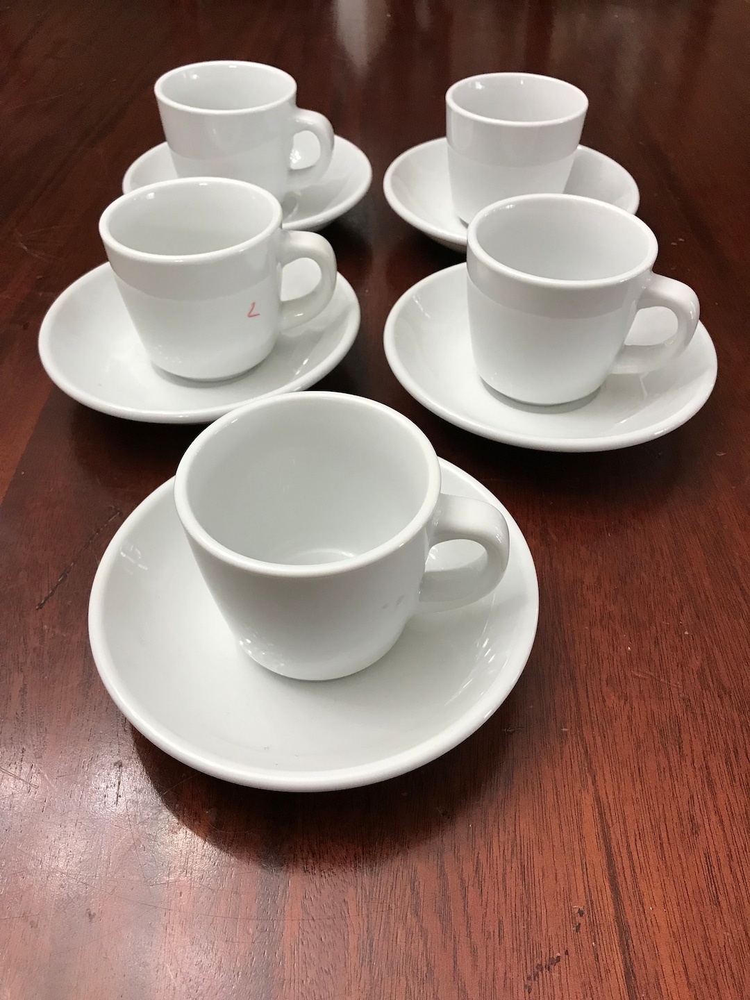 Set of 5 White Cups & Saucers Everyday Dinnerware Williams Sonoma - Etsy