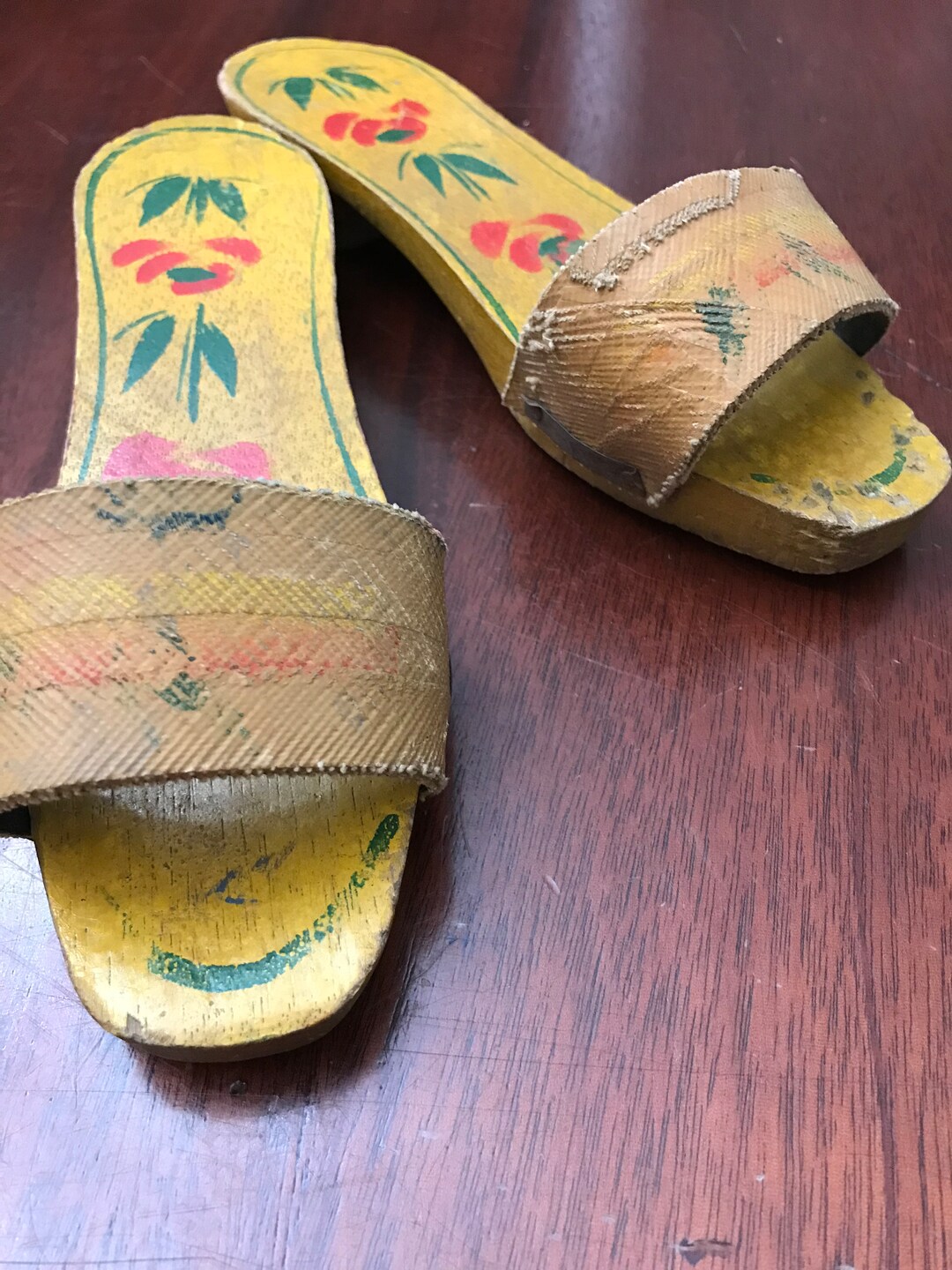 Small Vtg Asian Hand Crafted Wooden Sandals - Etsy