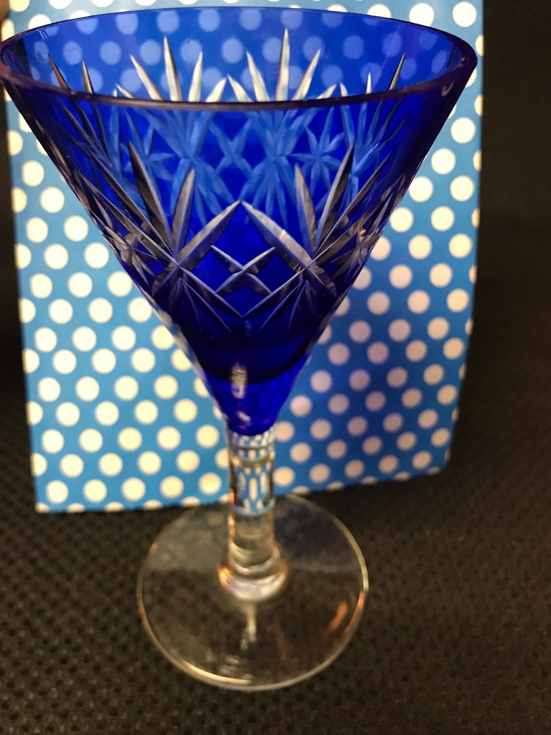 Cobalt Blue Cut to Clear 6 1/4” Sherry Glass - Etsy