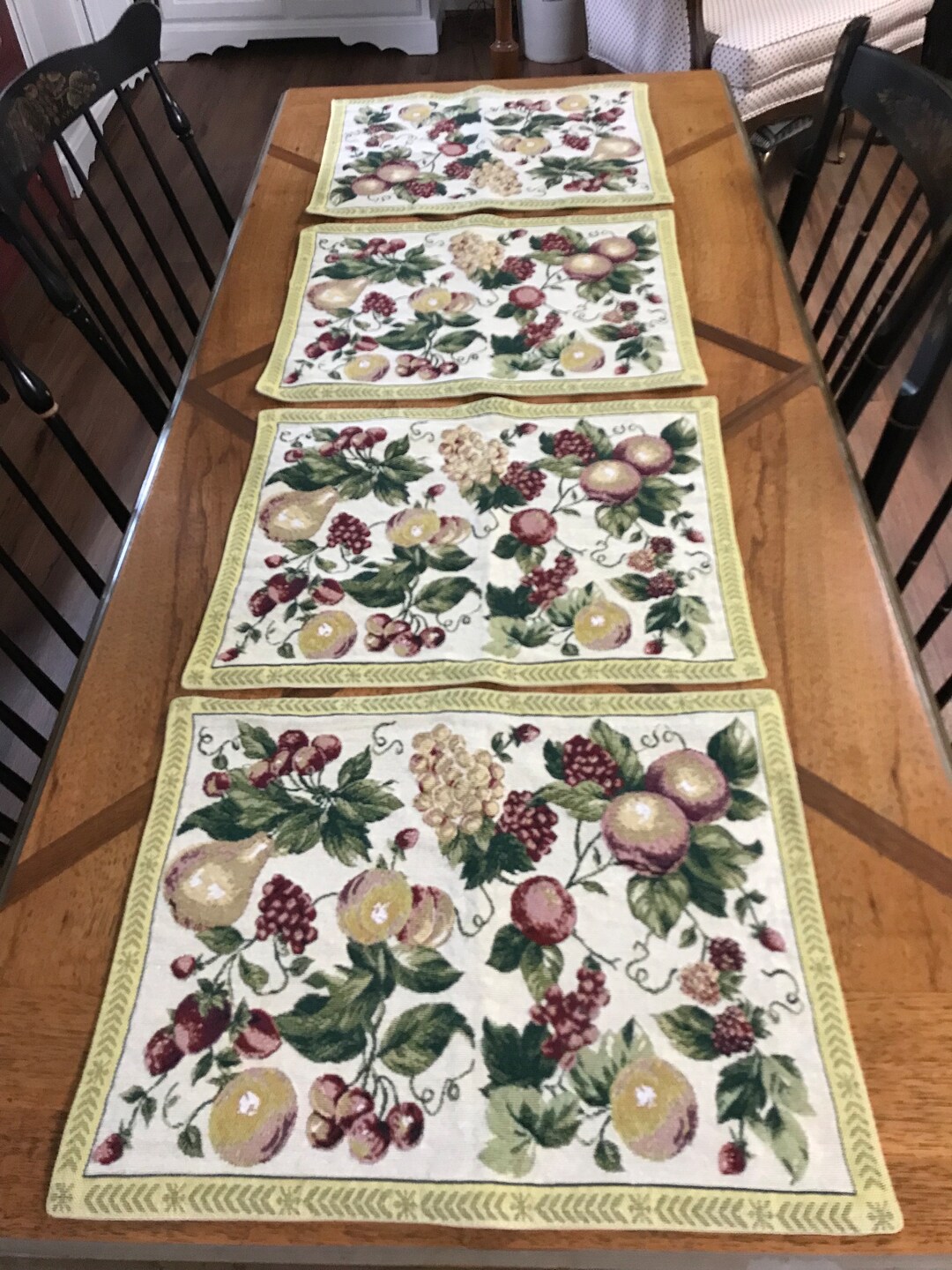 Set of 4 Vtg Woven Lined Fruit Placemats - Etsy