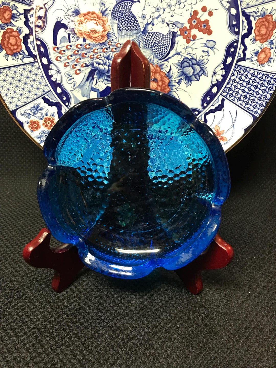 Vtg Blue Glass Scalloped Edge 60s- 70s Ashtray Possibly Blenko - Etsy