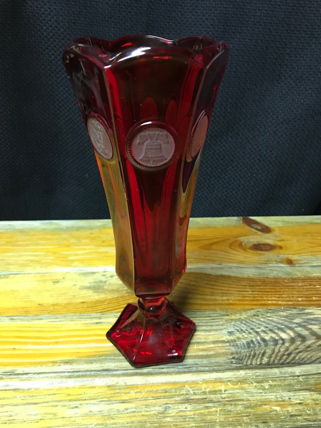Fostoria Ruby Red Coin 8” Vase - Etsy