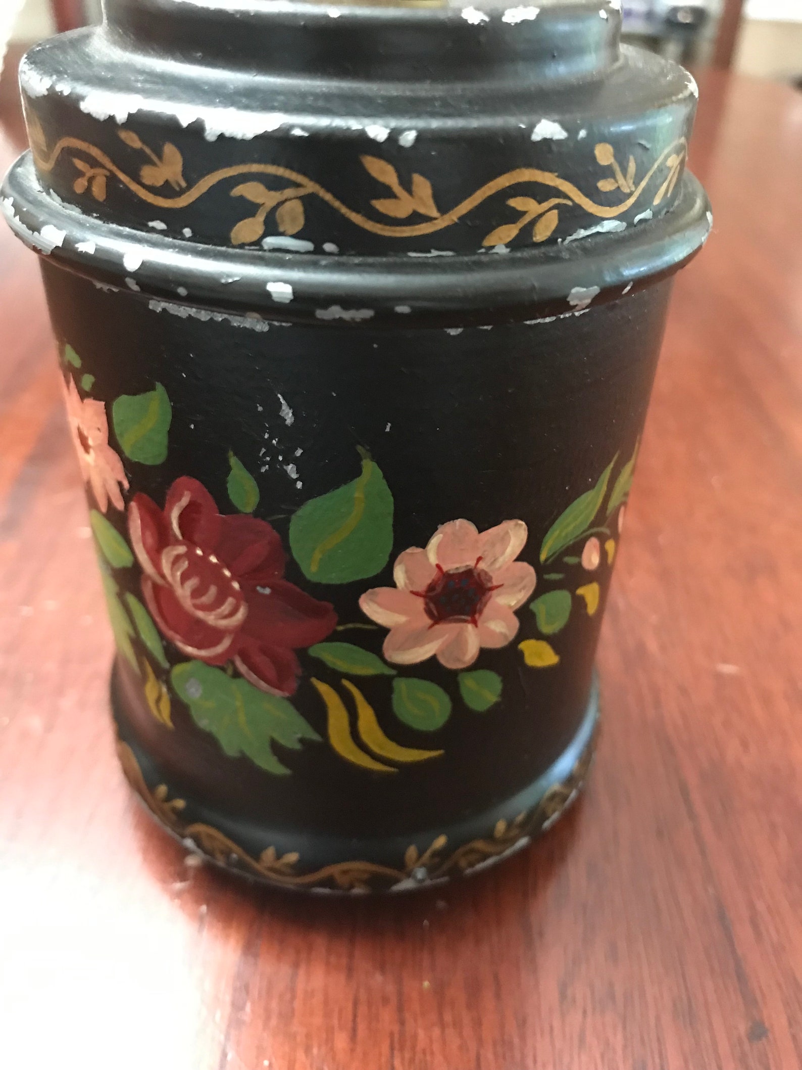 19th Century Pennsylvania Dutch Tin Tol Music Box Canister - Etsy