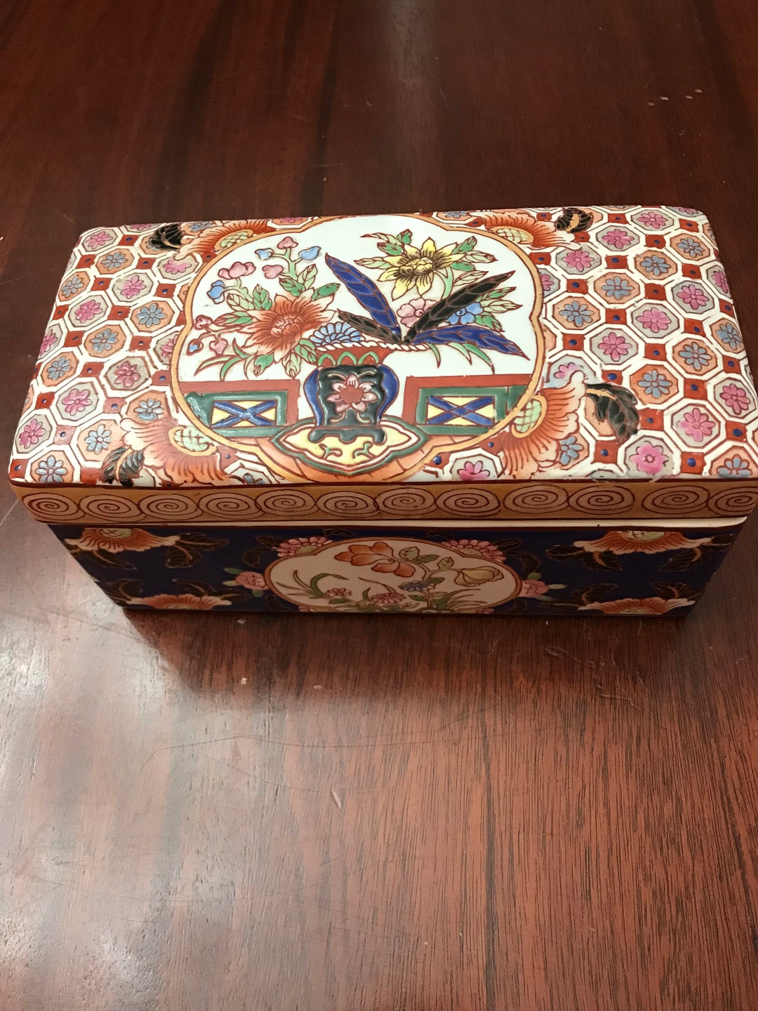 Vtg Chinese Hand Painted Ceramic Box - Etsy