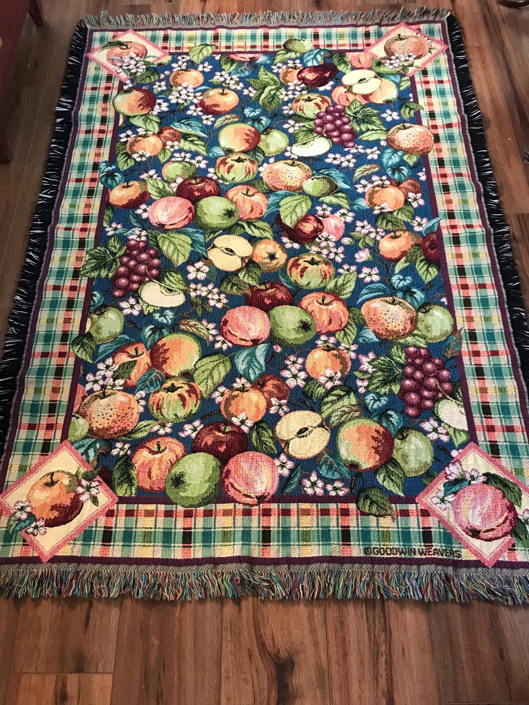 Afghan Goodwin Weavers Cotton Fruit Motif Colorful Like New - Etsy