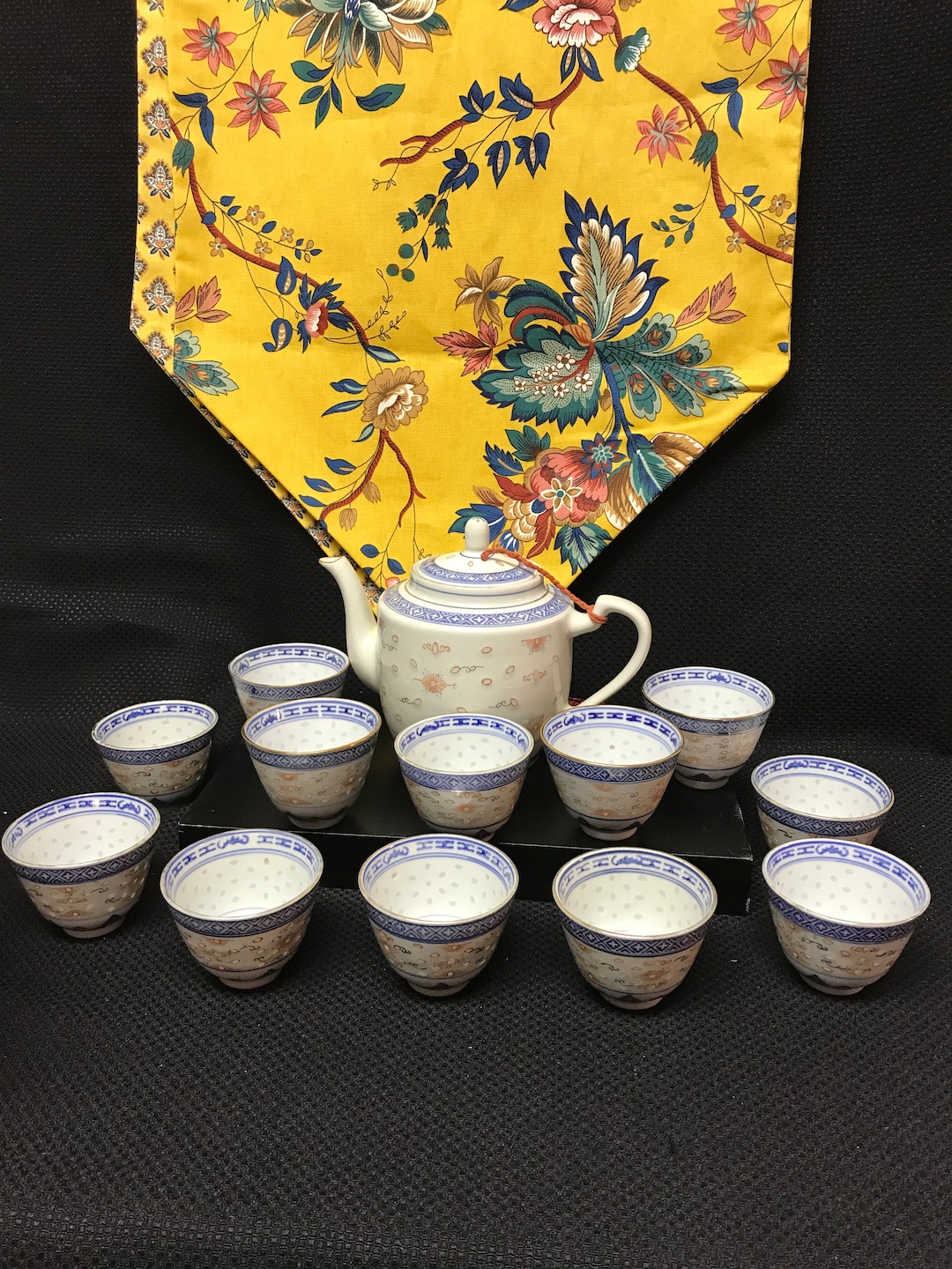 Vintage Mid Century Chinese Porcelain Rice Eyes Pattern Tea Set - Etsy