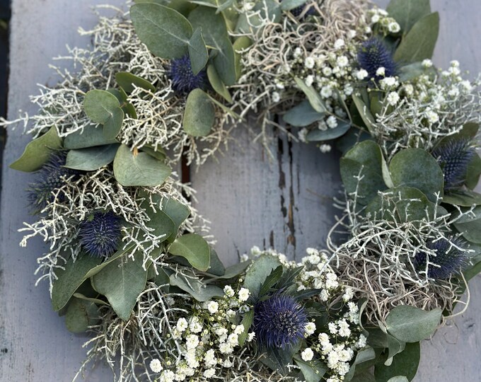 Adventskranz, Adventskranz aus Trockenblumen, Pampasgras, Tischkranz ...