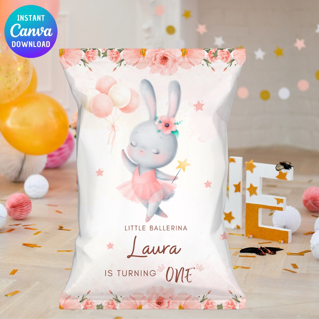 Editable Chip Bag Paty Decor Girl Birthday Paty Snack Digital - Etsy