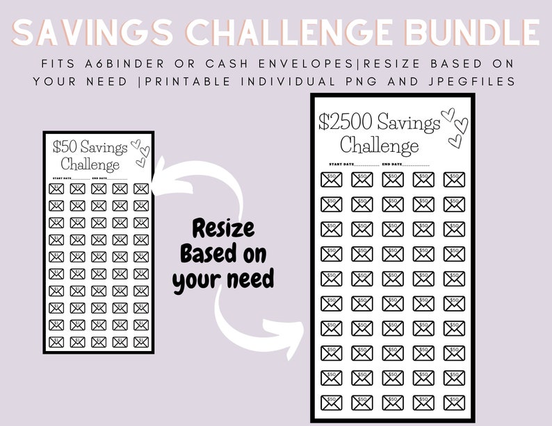 Savings Challenge Printable Money Challenge Bundle A6 - Etsy