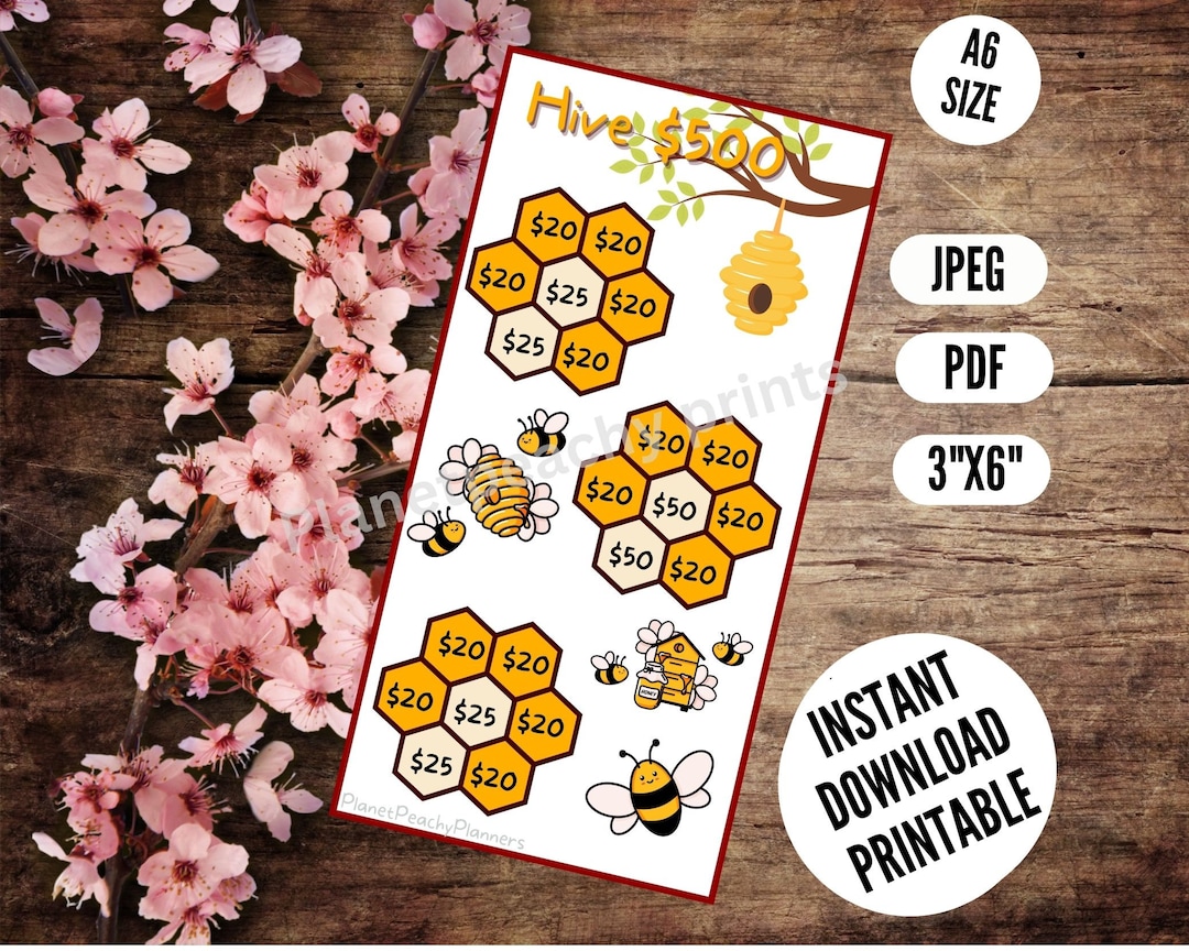 Honey Comb Savings Challenge Printable A6 Savings Challenge Mini ...