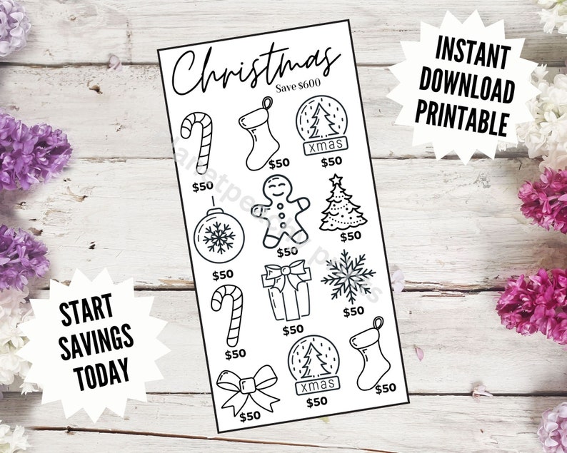 Christmas Savings Challenge Printable Dollar 600 Challenge Saving ...