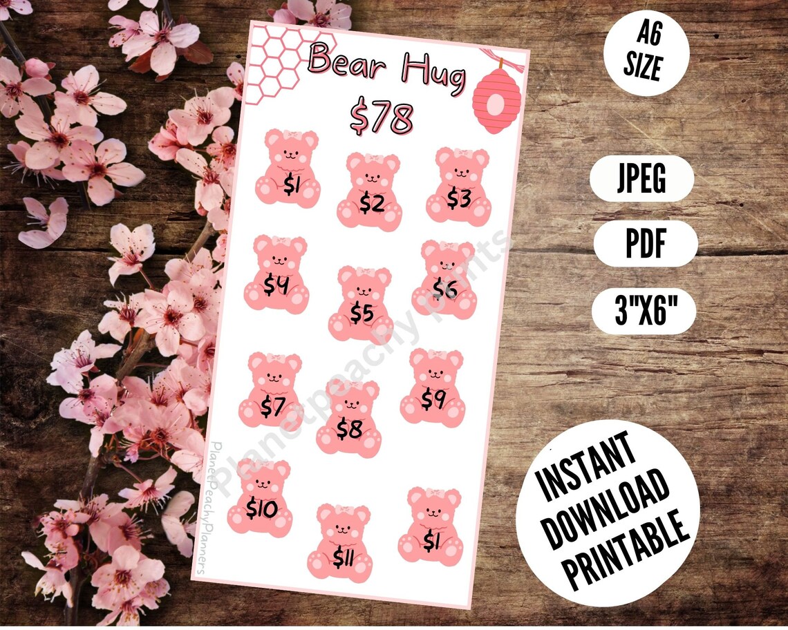 Gummy Bear Savings Challenge Printable A6 Savings Challenge Mini ...
