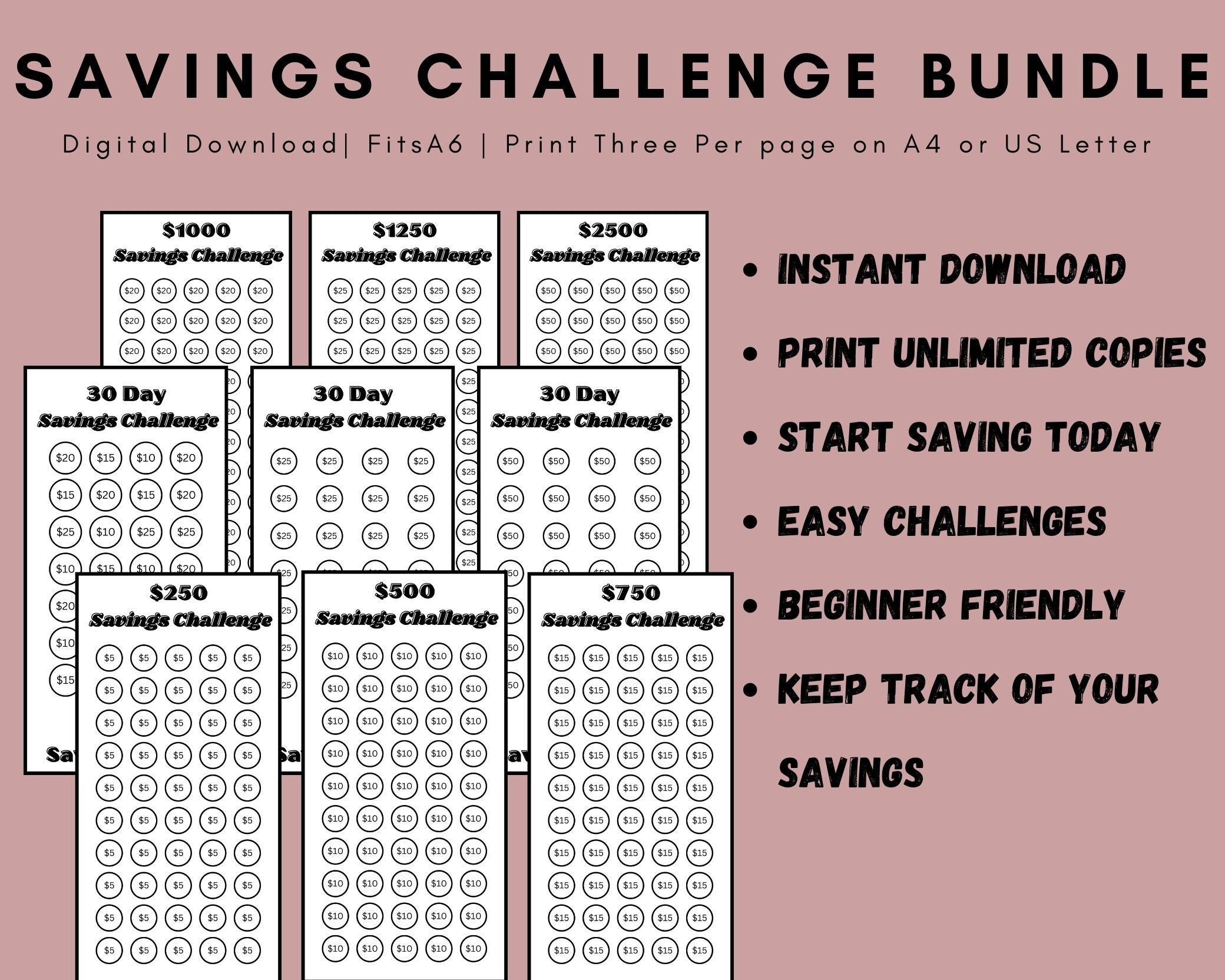Savings Challenge Printable A6 Mini Savings Challenge - Etsy