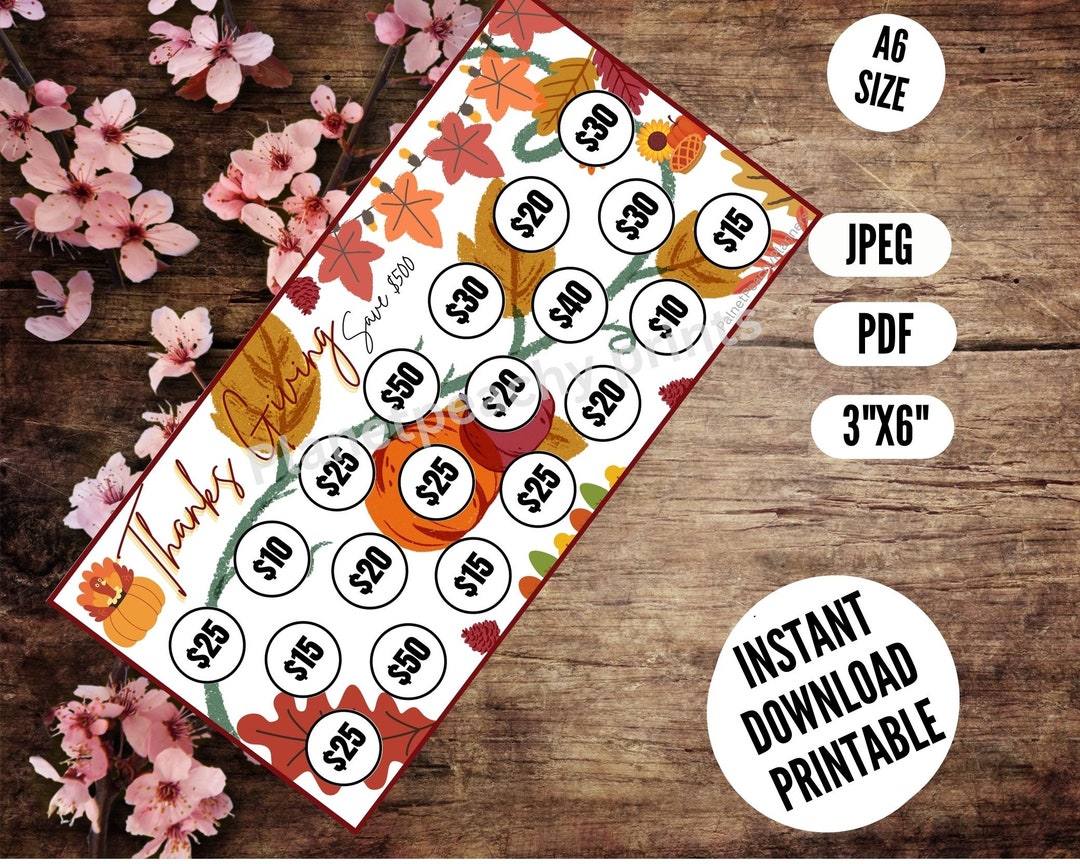 Thanksgiving Savings Challenge Printable Fall Saving Binder A6 Mini ...