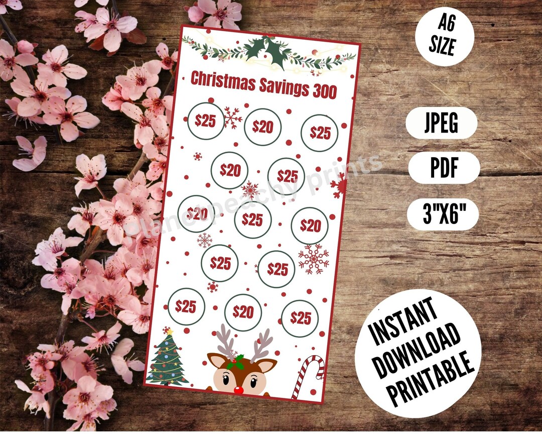 Christmas Savings Challenge Printable Dollar 300 Challenge Saving ...