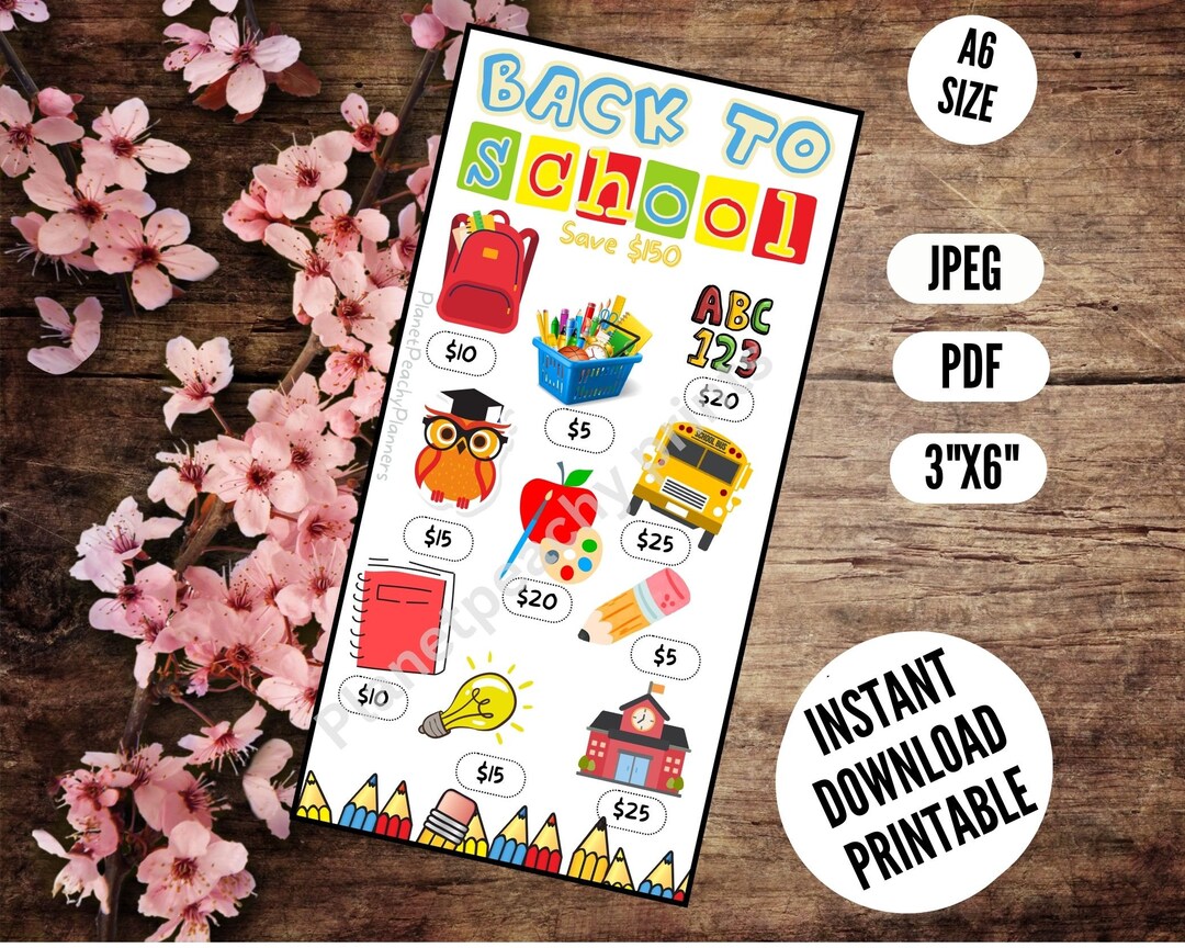 Back to School Savings Challenge Printable A6 Savings Challenge Mini ...