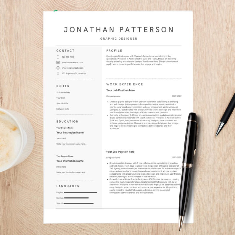 Professional Resume | Modern Resume | Minimalist CV Canva Template 1-3 ...
