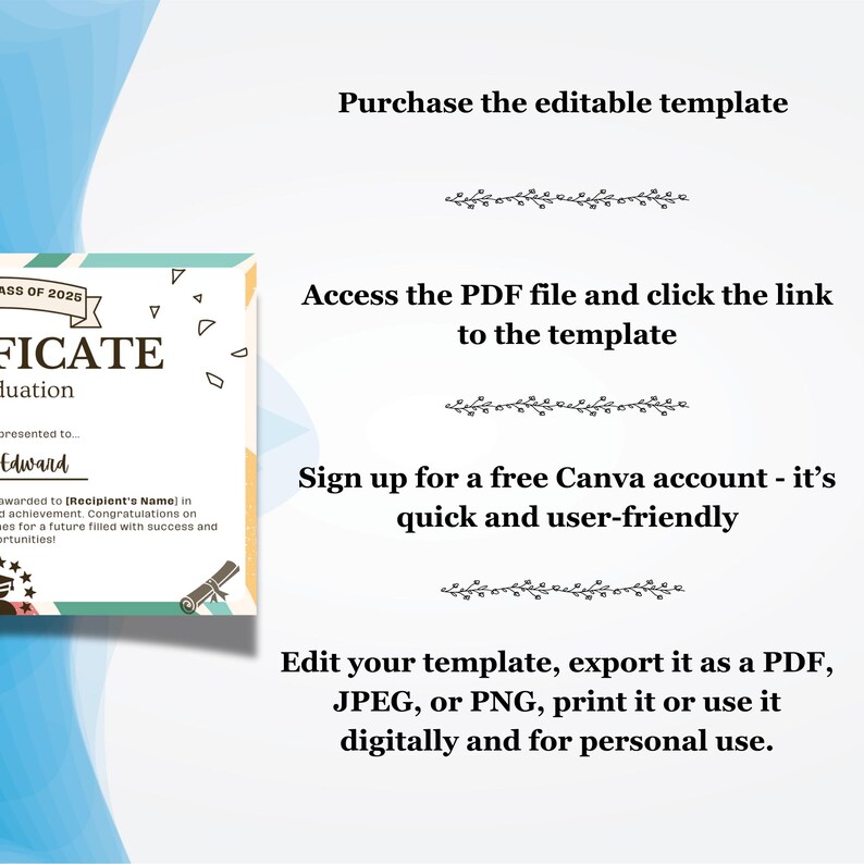 Graduation Award | Editable Template | Canva Certificate | Printable ...