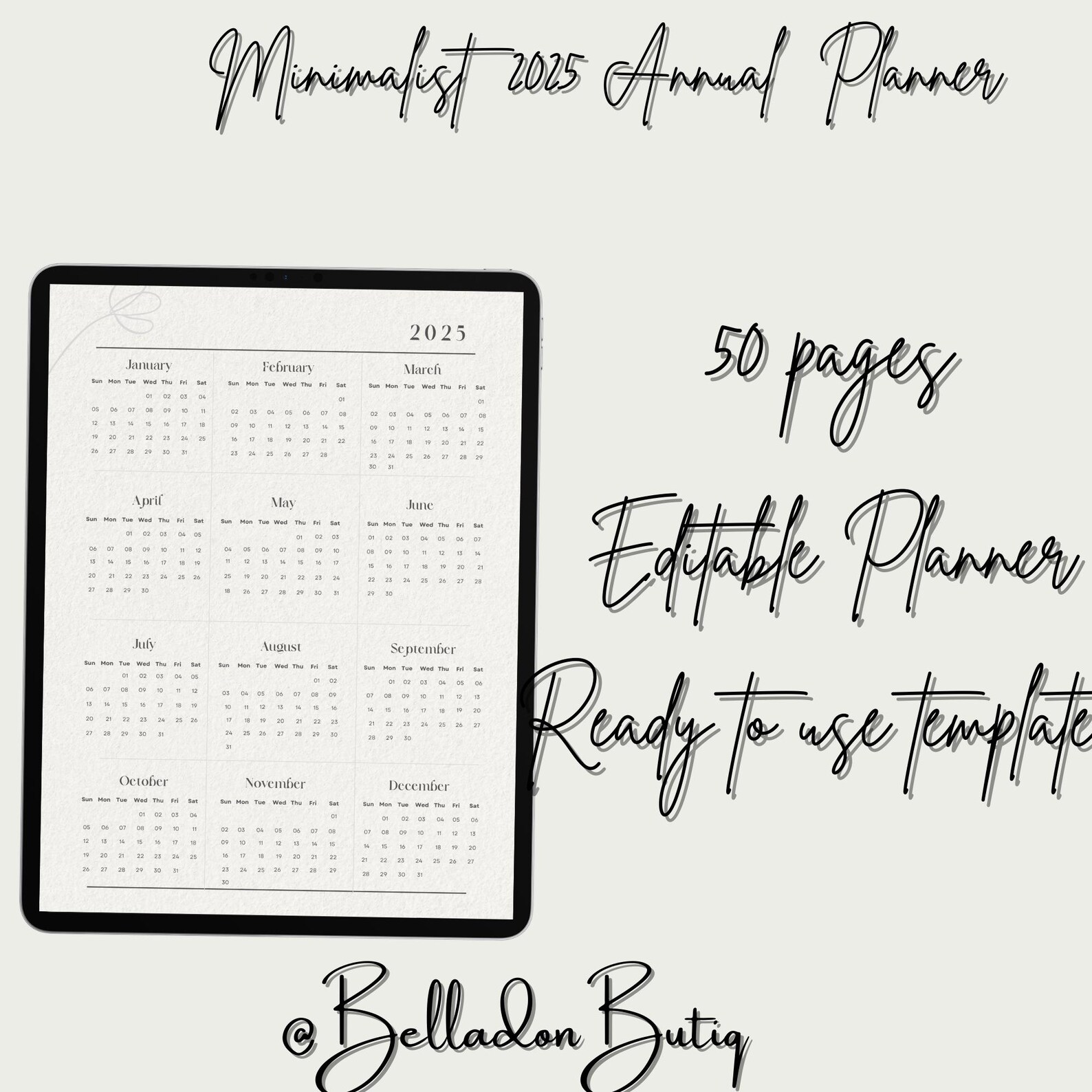 Minimalist Planner | 2025 Planner | Annual Planner | Planner | Editable ...