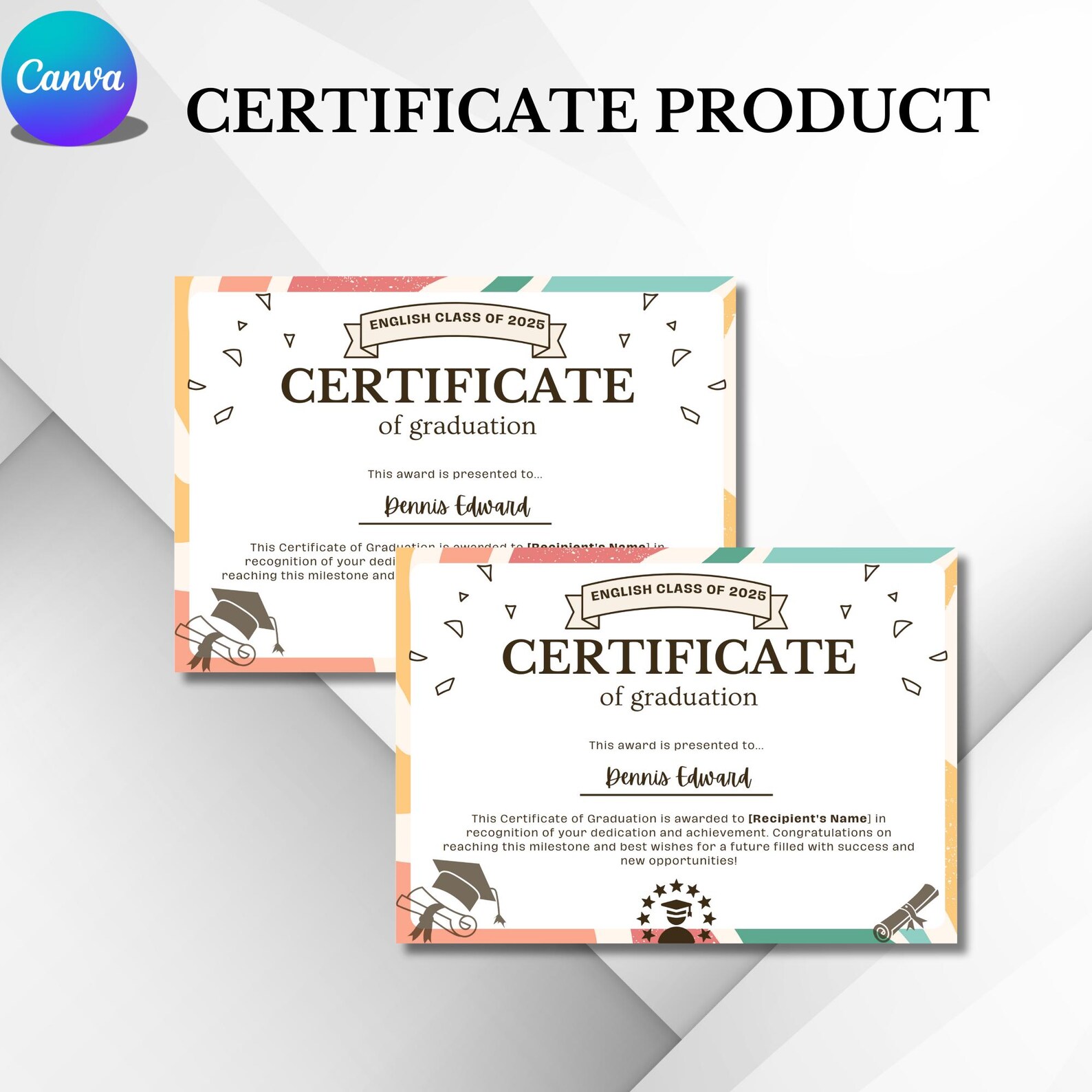 Graduation Award | Editable Template | Canva Certificate | Printable ...