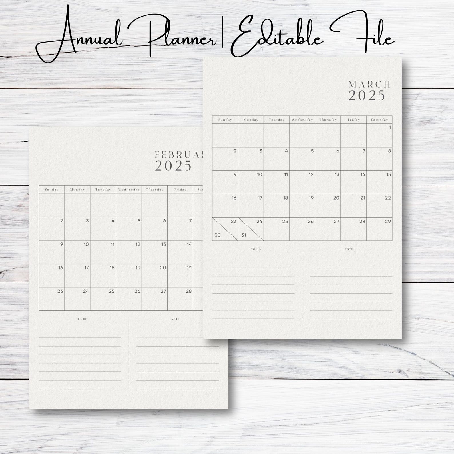 Minimalist Planner | 2025 Planner | Annual Planner | Planner | Editable ...