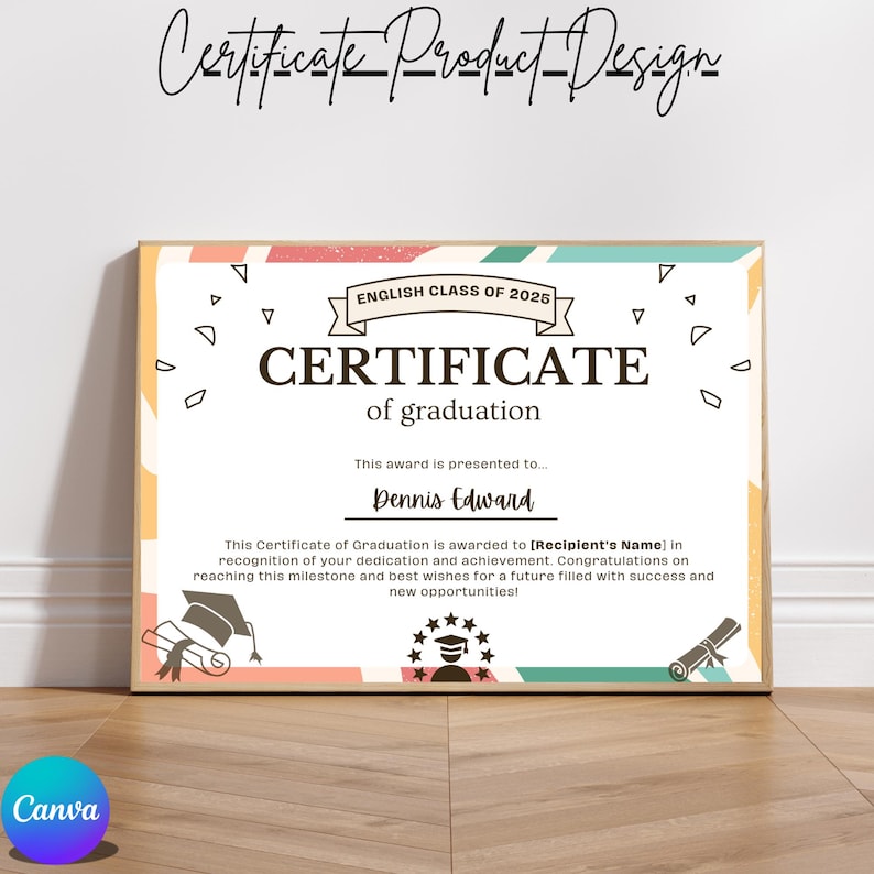 Graduation Award | Editable Template | Canva Certificate | Printable ...