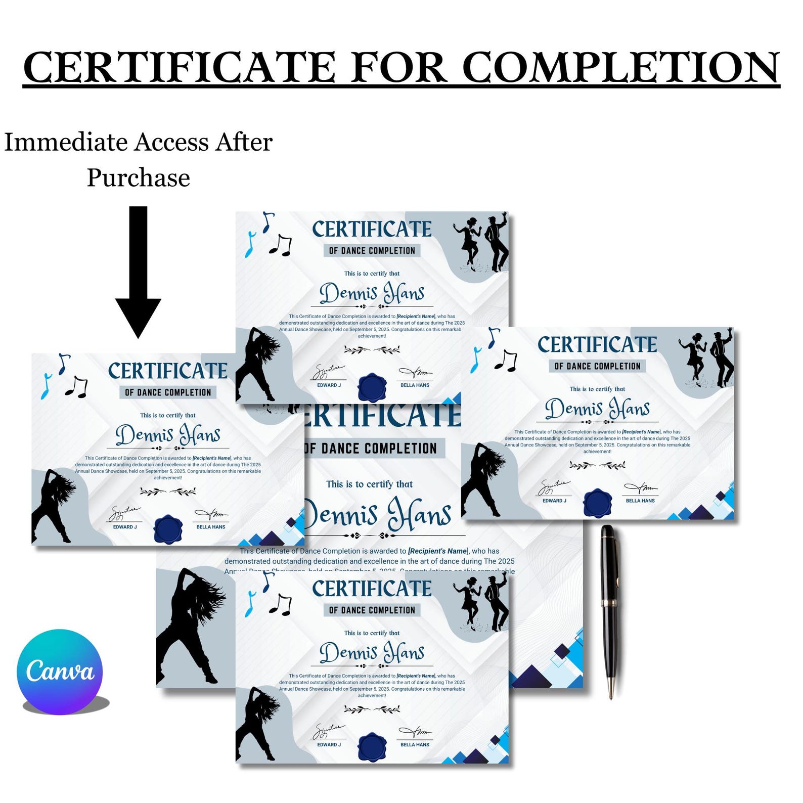Certificate of Dance | Dance Award Template | Editable Dance ...