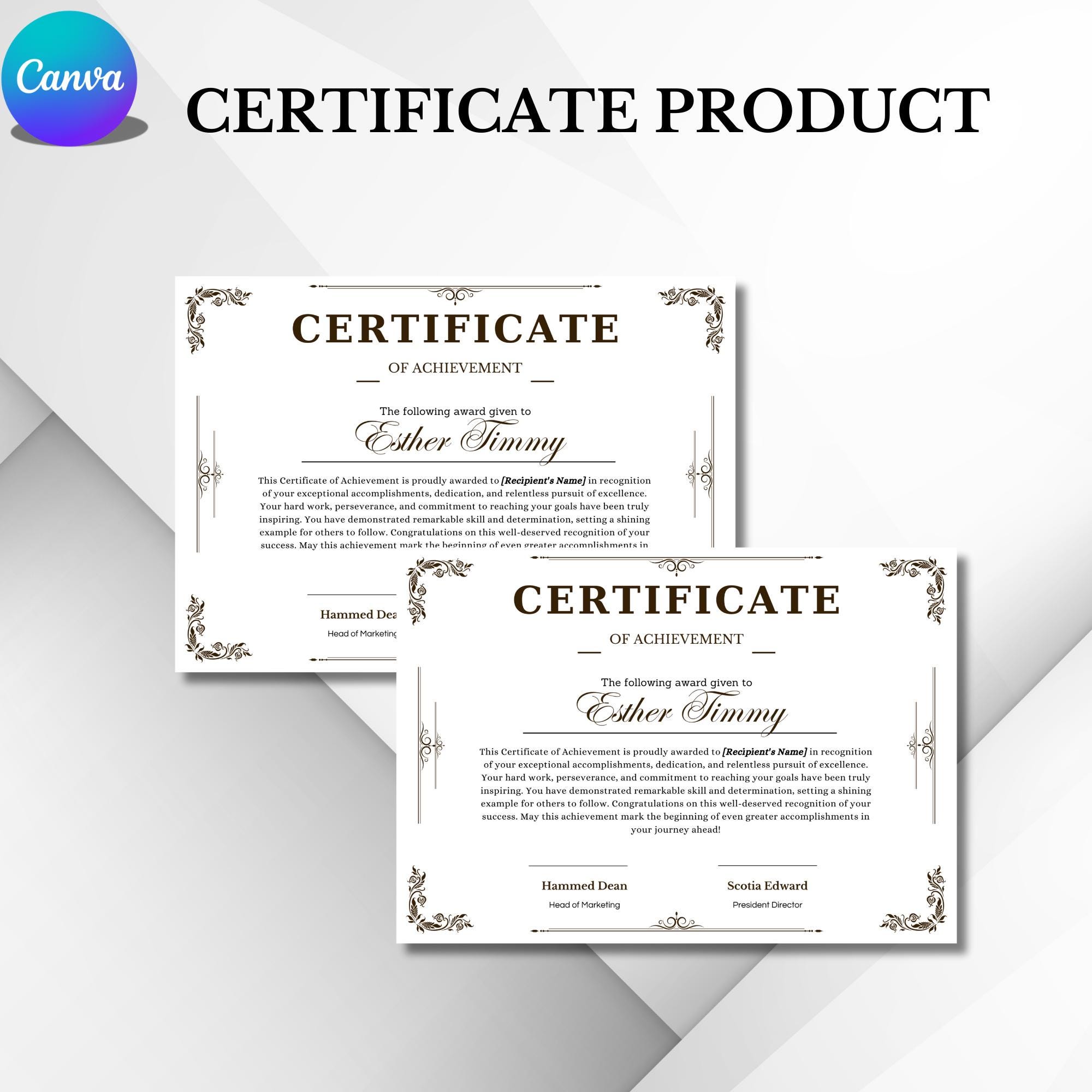 Appreciation Award | Certificate Canva | Editable Template | Custom ...