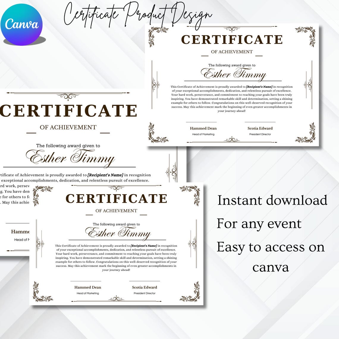 Appreciation Award | Certificate Canva | Editable Template | Custom ...