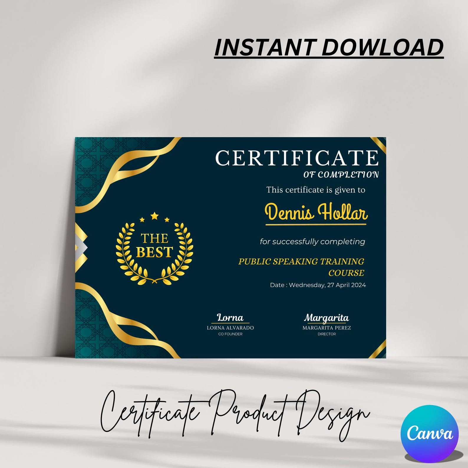 Completion Award | Editable Template | Canva Certificate | Printable ...