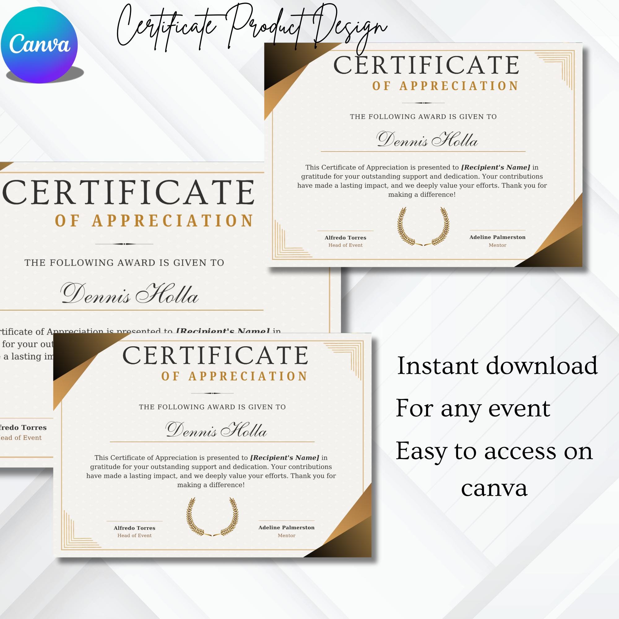 Appreciation Award | Certificate Canva | Editable Template | Custom Certificate | Printable ...