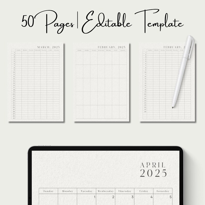 Minimalist Planner | 2025 Planner | Annual Planner | Planner | Editable ...