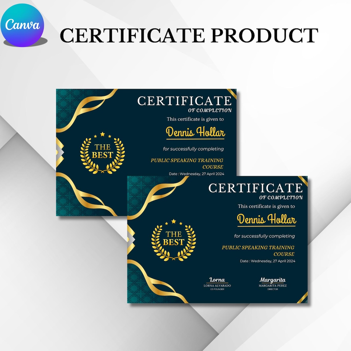 Completion Award | Editable Template | Canva Certificate | Printable ...