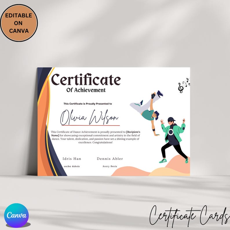 Dance Achievement Award | Certificate of Achievement | Editable Dance ...