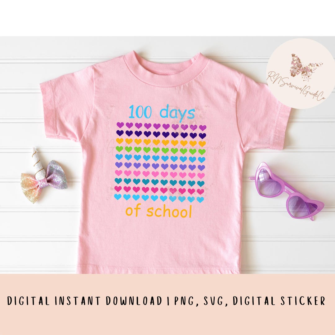 100 Days of School SVG, 100 Hearts SVG, 100 Days of School and Loving ...