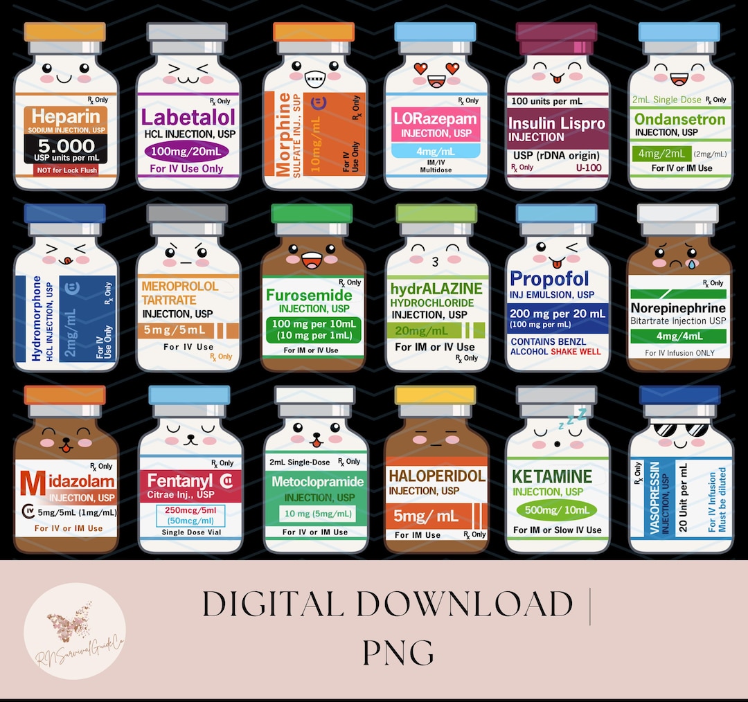 Funny Nurse Cartoon Medication Vials - Propofol, ICU (PNG Digital ...