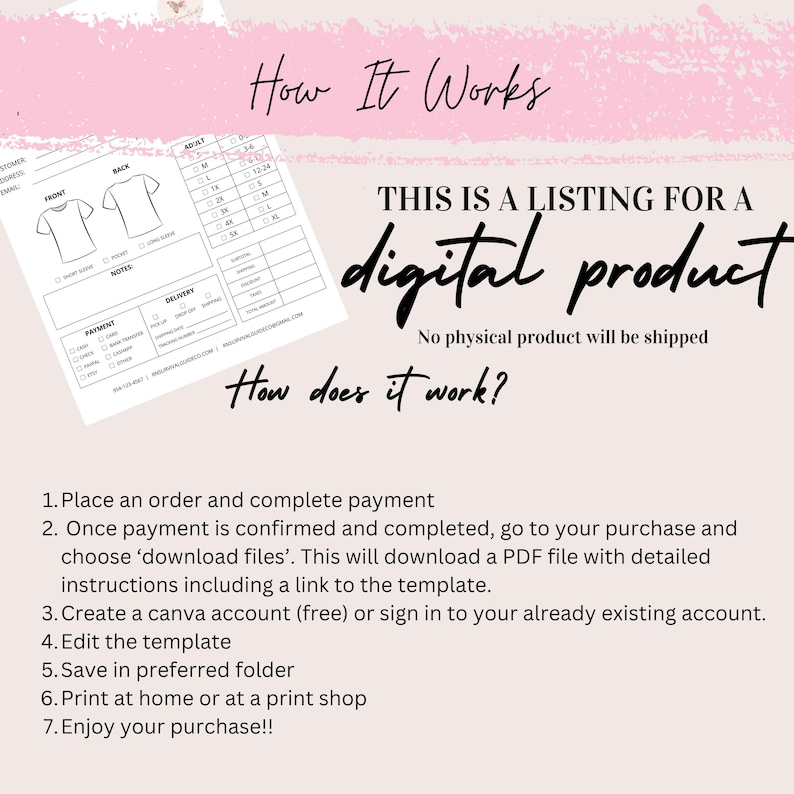 Editable T-shirt Order Form Template: Small Business Canva Design ...