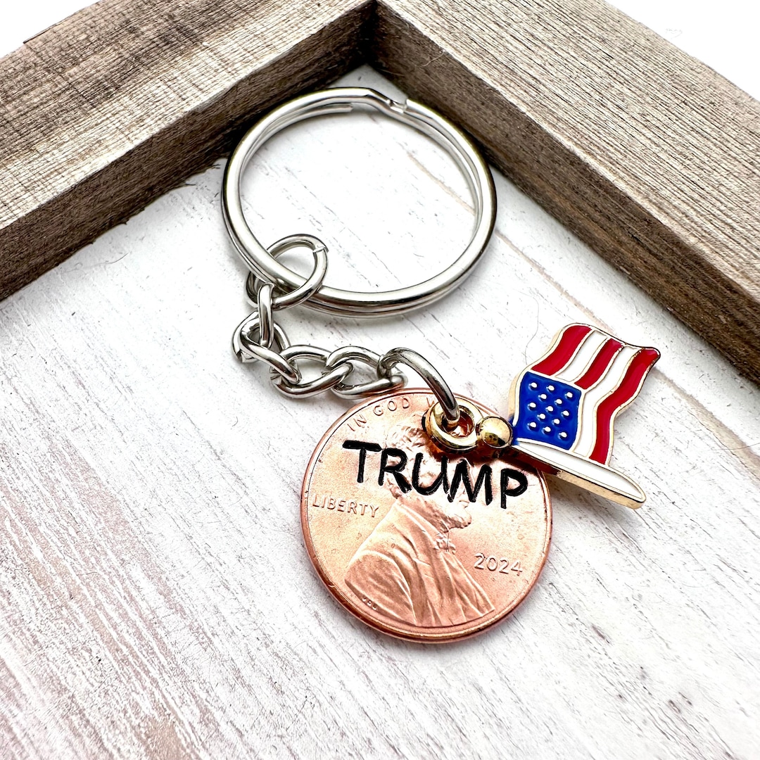 Trump 2024 Lucky Penny Keychain, MAGA Patriot, American Flag Charm ...