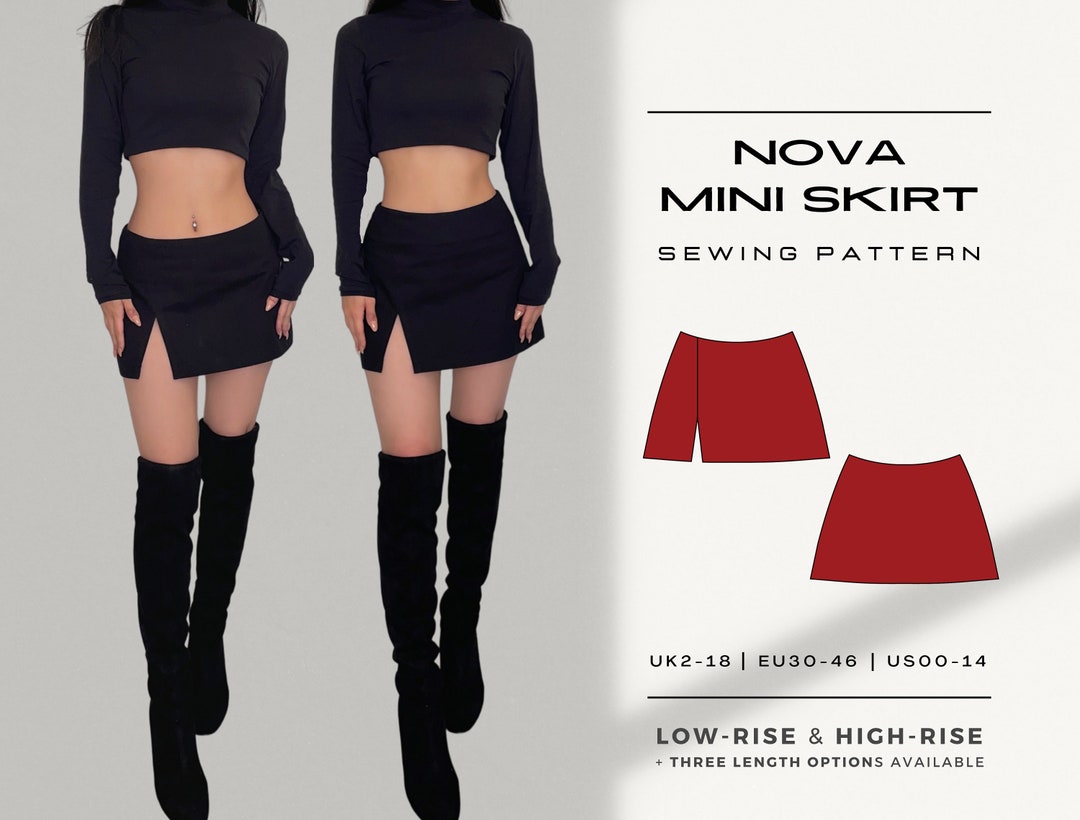 Slit Micro Mini Skirt PDF Sewing Pattern Low-rise & - Etsy