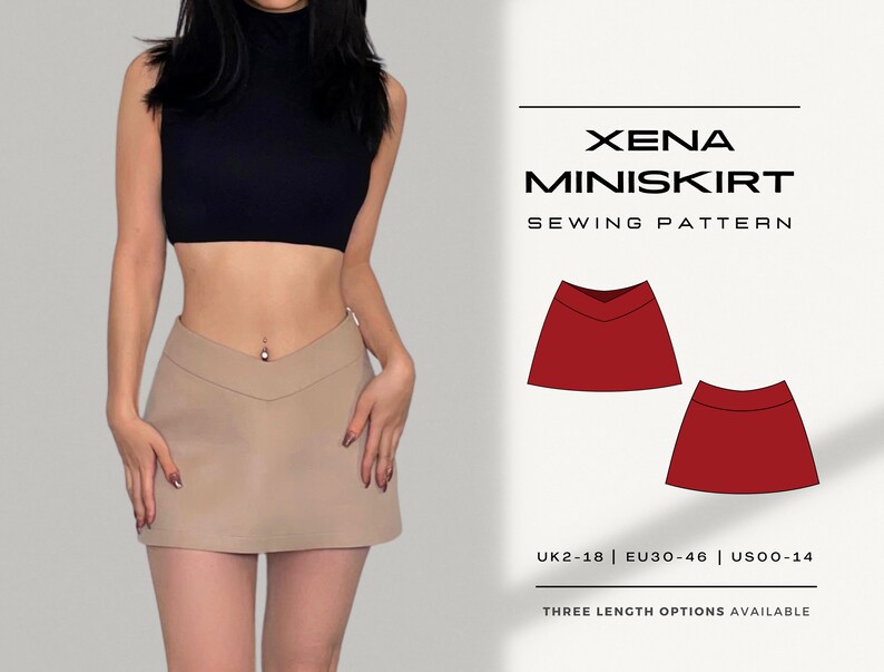 V-front Micro Mini Skirt Skort PDF Sewing Pattern 3 Length - Etsy Australia